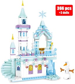 Stavebnice Ledové království Set: 366 dílků + 3 figurky - ledový zámek