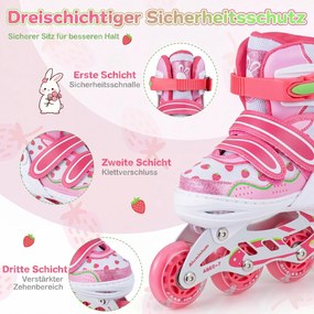 Costway Inline brusle Dětské 4 Nastavitelné velikosti Inline brusle se – l