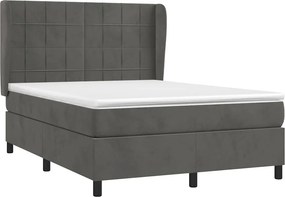 Box spring postel s matrací tmavě šedá 140x200 cm samet 3129214
