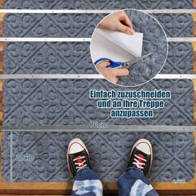 Costway 15 Koberce na schody Protiskluzové koberce na schody 76 cm – světle šedá