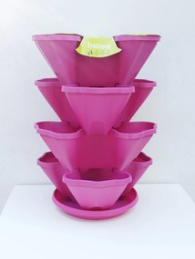 Plastkon Stojací i závěsný květináč kaskáda Trelista 48x35 cm čtyřstupňový fuchsiový