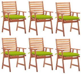 Zahradní jídelní židle 6 ks s poduškami masivní akáciové dřevo,  3078373