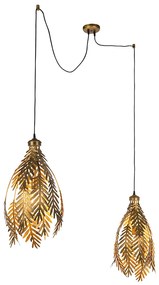 Vintage závěsná lampa 2-světle zlatá - Botanica