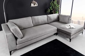 Designová rohová sedačka Sashanique 313 cm šedý samet - pravá