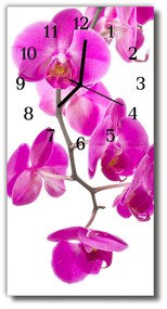 Skleněné hodiny vertikální Květinové růžové orchideje