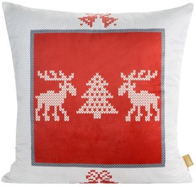 VÁNOČNÍ DEKORAČNÍ POVLAK NA POLŠTÁŘ REINDEER 1KS 60X60 CM VZOROVANÁ