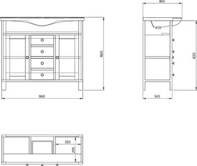 Sapho Ambra koupelnová skříňka pod umyvadlo 96 x 82 x 34,5 cm mořený smrk hnědá AB1040