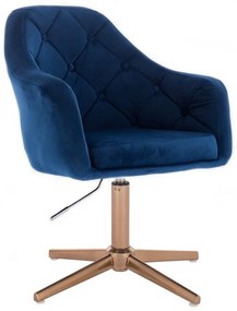 LuxuryForm DESIGN Otočné křeslo ANDORA VELUR na zlatém kříži - modré