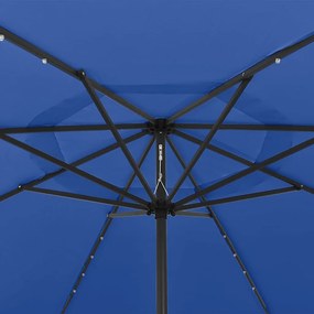 Zahradní slunečník s LED osvětlením 400 cm azurově modrý 312537