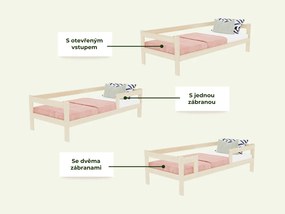 Benlemi Jednolůžková postel ze dřeva SAFE 5v1 se zábranou Zvolte barvu: Pastelově růžová, Zvolte rozměr: 90x200 cm, Zvolte zábranu: S otevřeným vstupem