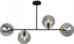 Černozlatý stropní svítidlo 4 stínítka Toulouse, kouřové koule do jídelny nebo kuchyně