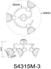 Globo 54315M-3 - Bodové svítidlo ZACHERY 3xE14/40W/230V zlatá