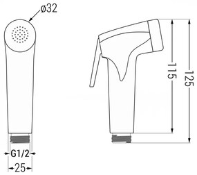 Mexen příslušenství - R-76 Ruční bidetová hlavice, 1-funkční, černá, 79576-70