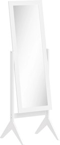 HOMCOM Stojací zrcadlo Elegantní celoplošné zrcadlo se zvýšenými nožičkami, MDF, snadná údržba, bílé, 47x46x148cm, do ložnice a předsíně |