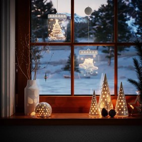 LED světelná ozdoba na okno CHRISTMAS TREE bílá