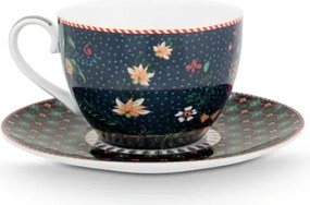 Pip Studio Berry Blues sada 2ks šálků s podšálky 270ml, modré (sada 2ks cappuccino šálků s podšálky)