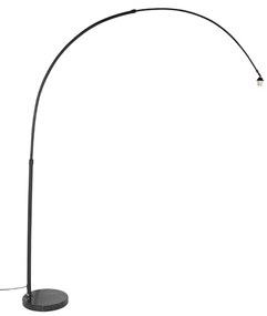 Moderní oblouková lampa černá s mramorovou základnou - XXL
