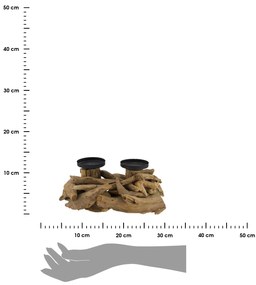 Dřevěný svícen Elijah, 14x32x31 cm, hnědá