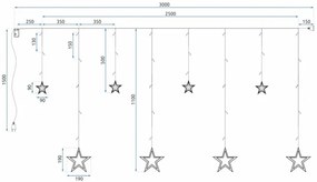 LED závěs GL2005 barevné hvězdy, s dálkovým ovládáním