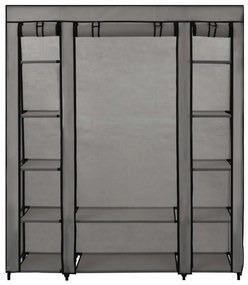 Šatní skříň s přihrádkami a tyčemi šedá 150x45x176 cm textil 282436