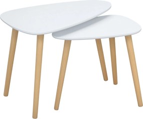 HOMCOM Sada 2 vedlejších stolků se dřevěnýma nohama, skládací konferenční stolky do obývacího pokoje, ložnice a kanceláře 59,5x39,5x45 cm a 44,5x28,5x