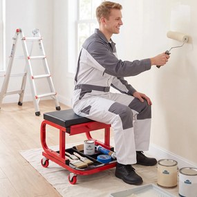 Costway Pojízdná dílenská stolička s magnetickou zásuvkou, 150 kg