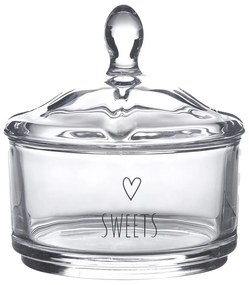 Úložná transparentní nádoba dóza s víčkem a srdíčkem Sweets - Ø 9*9 cm