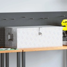 Úložný box stříbrný 80 x 39 x 30 cm hliník 152252