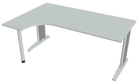 Stůl ergo oblouk pravý 180×120/80 cm - Hobis Flex FE 1800 P Dekor stolové desky: šedá, Barva nohou: Stříbrná