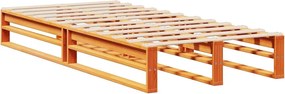 Postel s knihovnou bez matrace hnědá 100 x 200 cm masivní dřevo 3323916
