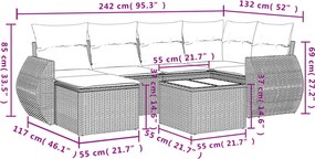 7dílná zahradní sedací souprava s poduškami černá polyratan 3254002