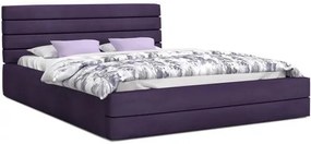 Luxusní manželská postel TOPAZ fialová 180x200 semiš s kovovým roštem