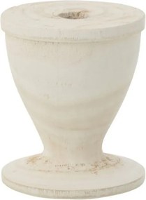 Bílý antik dřevěný veliký svícen na úzkou svíčku L – Ø 12*15 cm