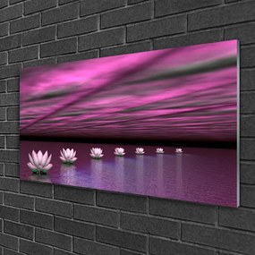 Obraz na skle Květiny Voda Rostlina Příroda 100x50 cm