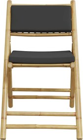 3dílný skládací bistro set s tmavě šedými poduškami bambus 3208934