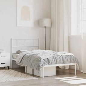 vidaXL Kovový rám postele s čelem bílý 90 x 200 cm