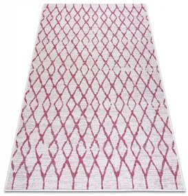 Kusový koberec Sisalový SION 22129 tkaný na plocho geometrický ecru fialový Rozměr: 80x150 cm