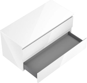 Mexen Orio, koupelnová skříňka 100 cm s horní částí, 2 zásuvky, bílá lesklá, 91A10-10047-2-BFFC00