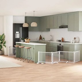 Zábrana pro psy s dvířky skládací 10 panelů bílá 800 cm topol 3155731
