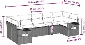 7dílná zahradní sedací souprava a podušky světle šedá polyratan 3252929