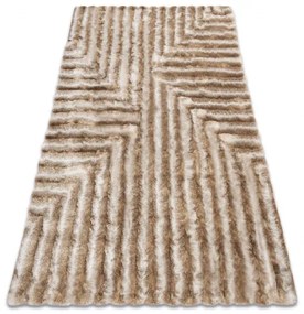 Kusový shaggy koberec FLIM 010-B1 Geometrický vzor béžový Rozměr: 80x150 cm