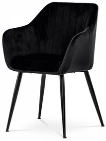 Jídelní židle černá matná sametová látka kovové nohy černý matný lak PIKA BK4