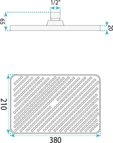 Rea Rea, obdélníková dešťová sprcha 380x210 mm, JS-032, chromová, REA-P0392