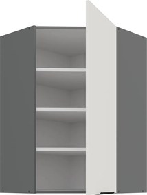 ARIA aw | horní kuchyňská skříňka 60x60 GN-90 1F (45°) rohová s policemi | 60x60 cm | VYSOKÁ | antracit/bílá