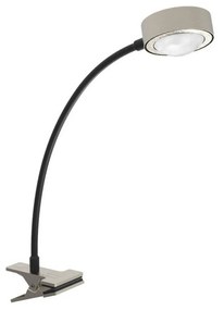 Stolní lampa LIGHTME Powerlens Flex, svorka, titanová barva