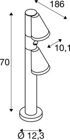 LA 1008015 T-TUBE 70 POLE venkovní stojací svítidlo, GU10, dvojité, senzor, IP44, max. 10 W, černé - BIG WHITE (SLV)
