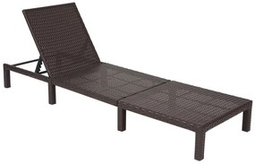 Zahradní lehátko HWC-A51 - krémové polštáře premium 10cm - hnědá