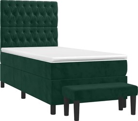 Box spring postel s matrací tmavě zelená 100x200 cm samet 3138010