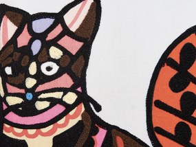 Vyšívaný bavlněný polštář s motivem kočky 50 x 50 cm vícebarevný MEHSANA Beliani