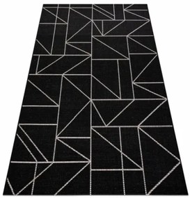 Koberec SIZAL FLOORLUX 20605 geometrický - černý / stříbrný